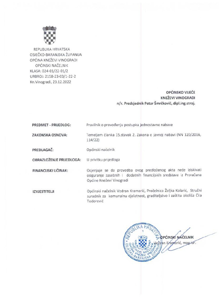 02 Toč - Br. 2 Prijedlog Pravilnika o Provođenju Postupka Jednostavne Nabave | PDF