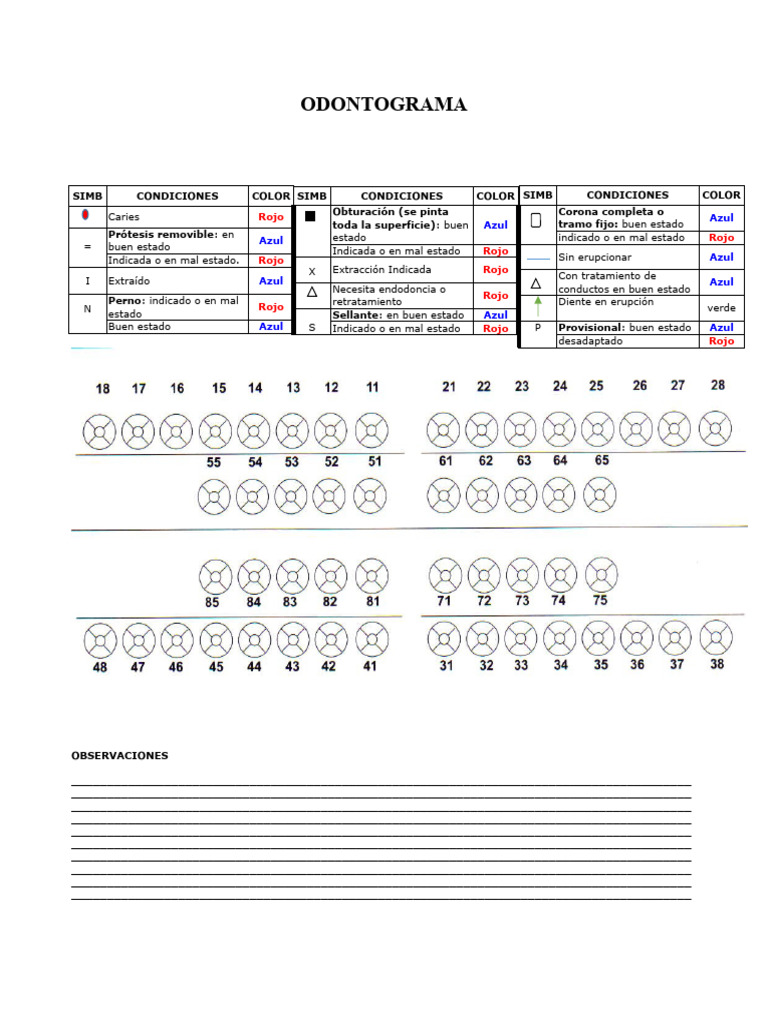 ODONTOGRAMA | PDF | Odontología | Diente