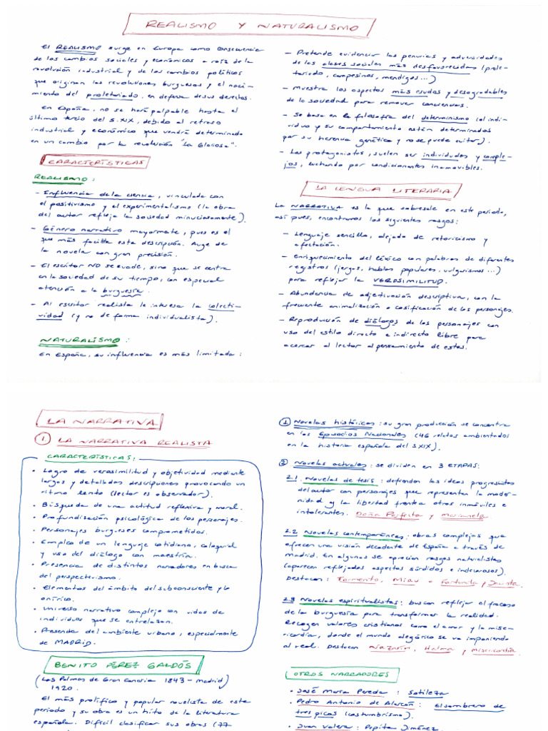 La Literatura Realista y Naturalista en España | PDF