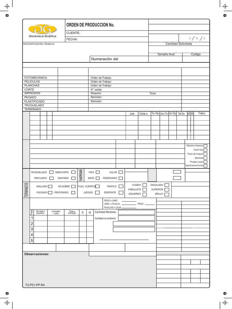 F2-P01-PP-R4 Orden de Produccion | PDF