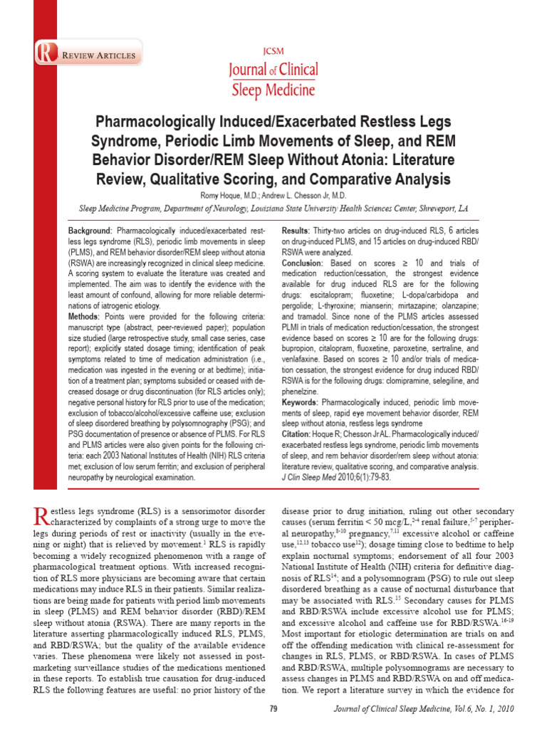 Pharmacologically Induced RLS | PDF | Clinical Medicine | Medicine