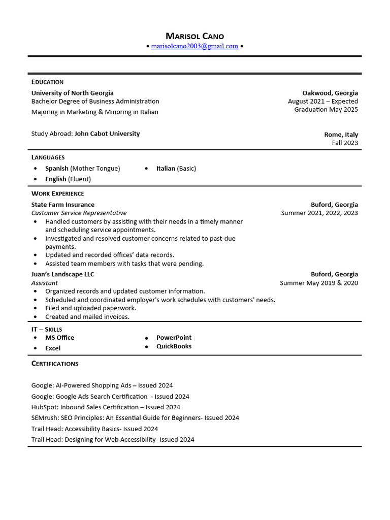 marisol cano resume 2023 | PDF