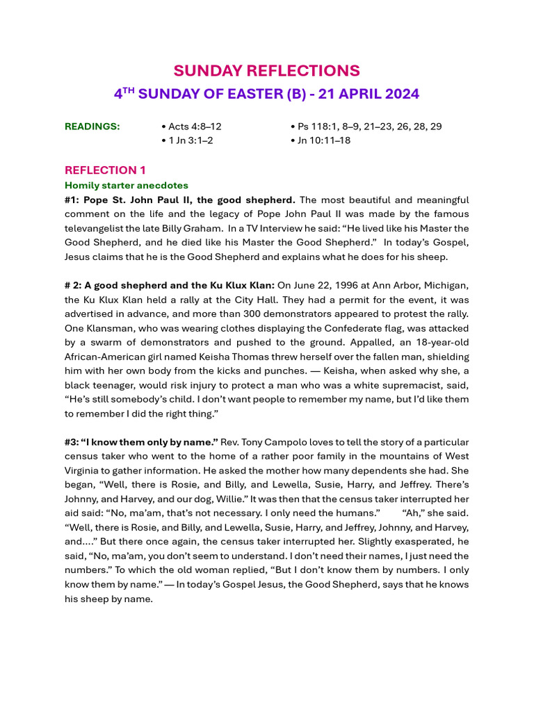 Easter 4th Sunday English Sermons | PDF | Jesus | Saint Peter