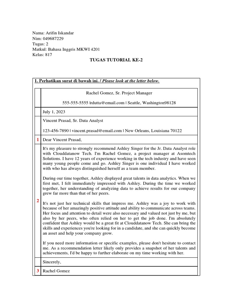 TUGAS TUTORIAL 2 Bahasa Inggris Arifin Iskandar1 | PDF | Cognition | Cognitive Science