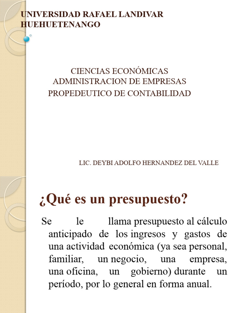 Clase 1 Presupuestos Fam | PDF | Presupuesto | Economias
