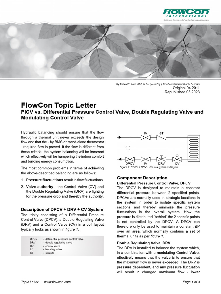FlowCon Topic Letter PICV Vs Conventional Solution | PDF | Valve | Pressure