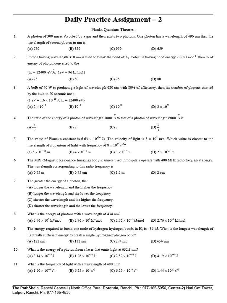 DPA2 Planks Quantum Theorem' With You | PDF | Photon | Light
