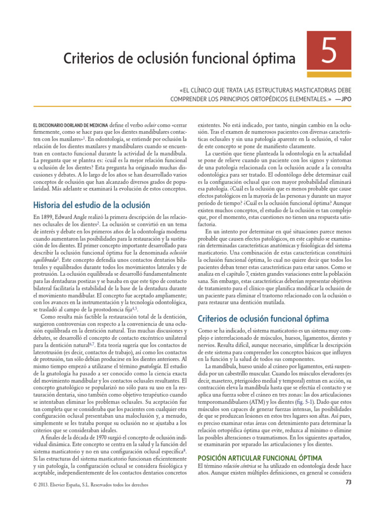 Criterios de Oclusión Funcional Óptima | PDF | Odontología | Articulación