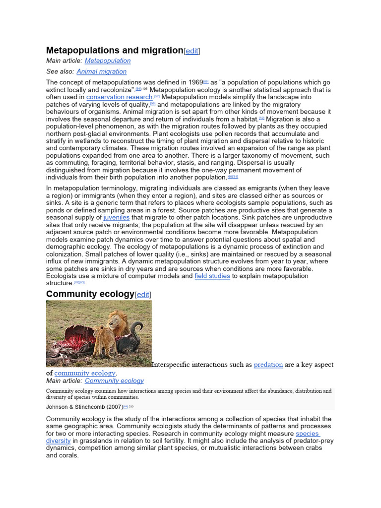 Metapopulations and Migration | PDF | Ecology | Food Web