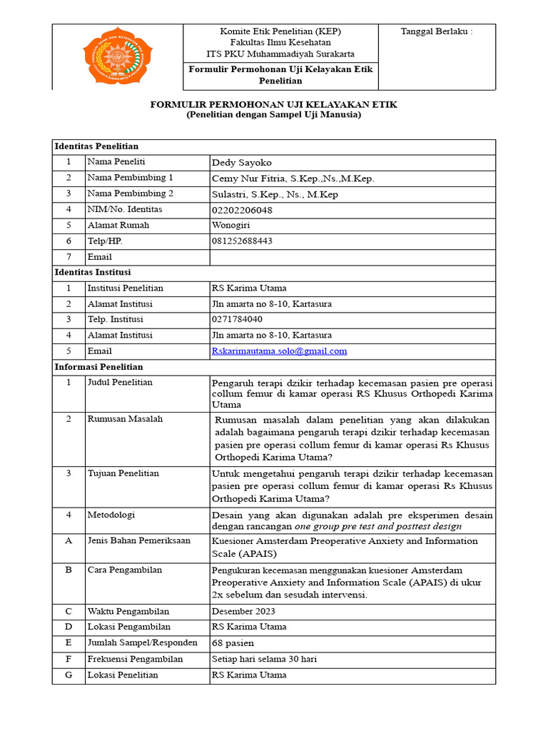 Dedy - Formulir Etik | PDF | Komputer
