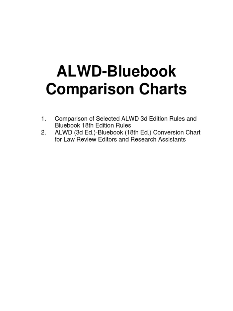 ALWD-Bluebook Comparison Charts | PDF | Case Citation | Citation