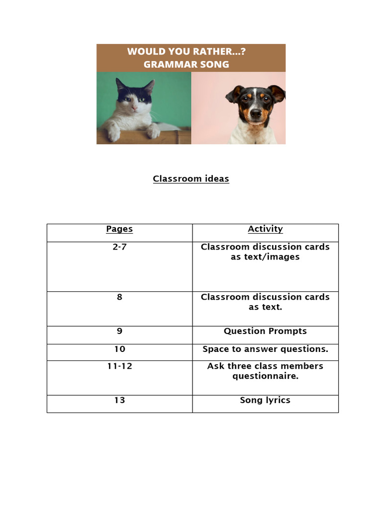 Would you rather worksheet | PDF