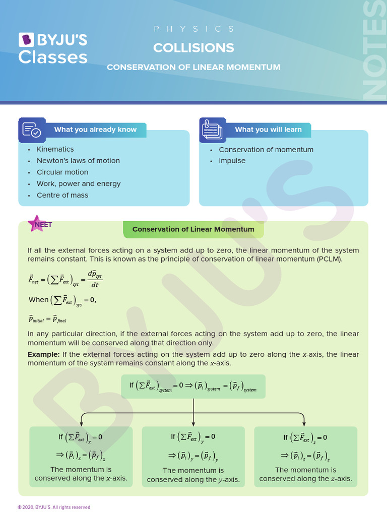 Collision. Byju's | PDF | Collision | Momentum
