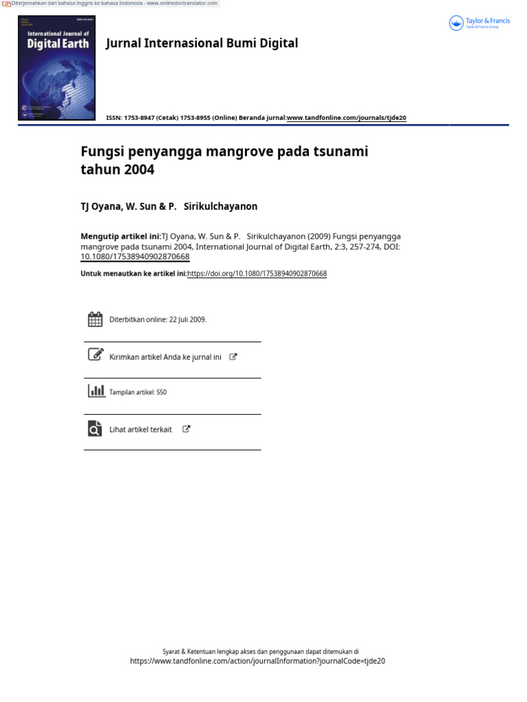 Translate INTER JURNAL Buffering Functions of Mangroves in The 2004 Tsunami - En.id | PDF ...