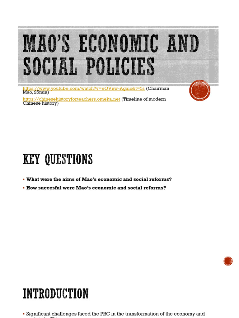 Mao's Economic and Social Policies | PDF | Mao Zedong | Cultural Revolution