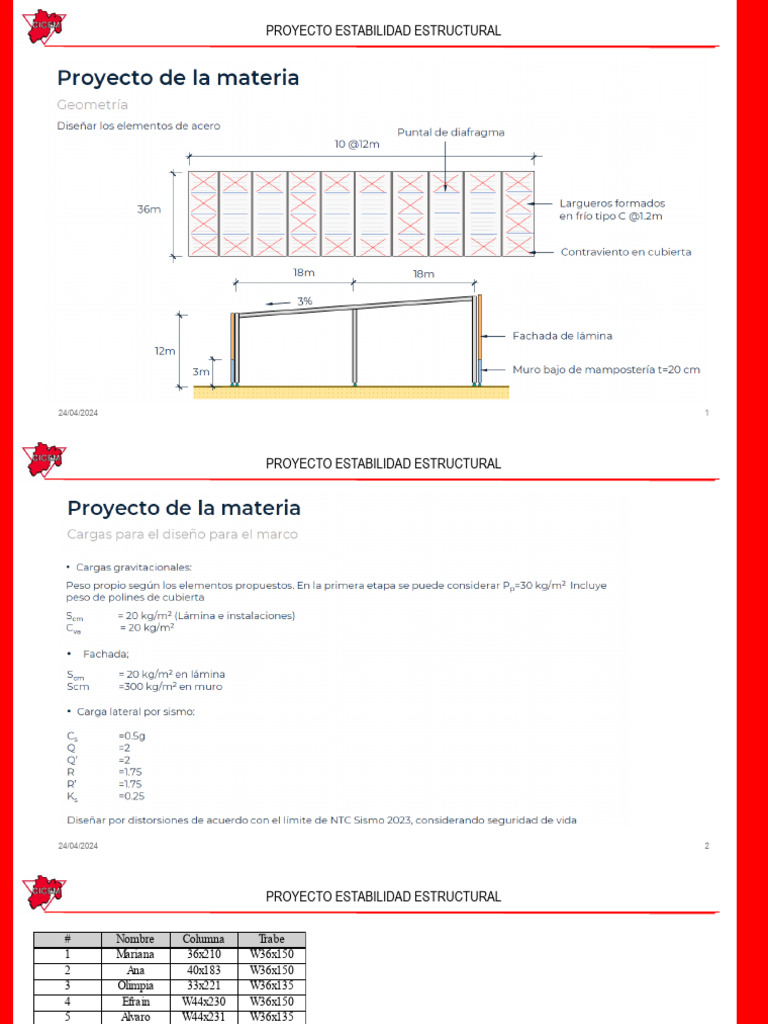 Proyecto de Estabilidad Estructural | PDF