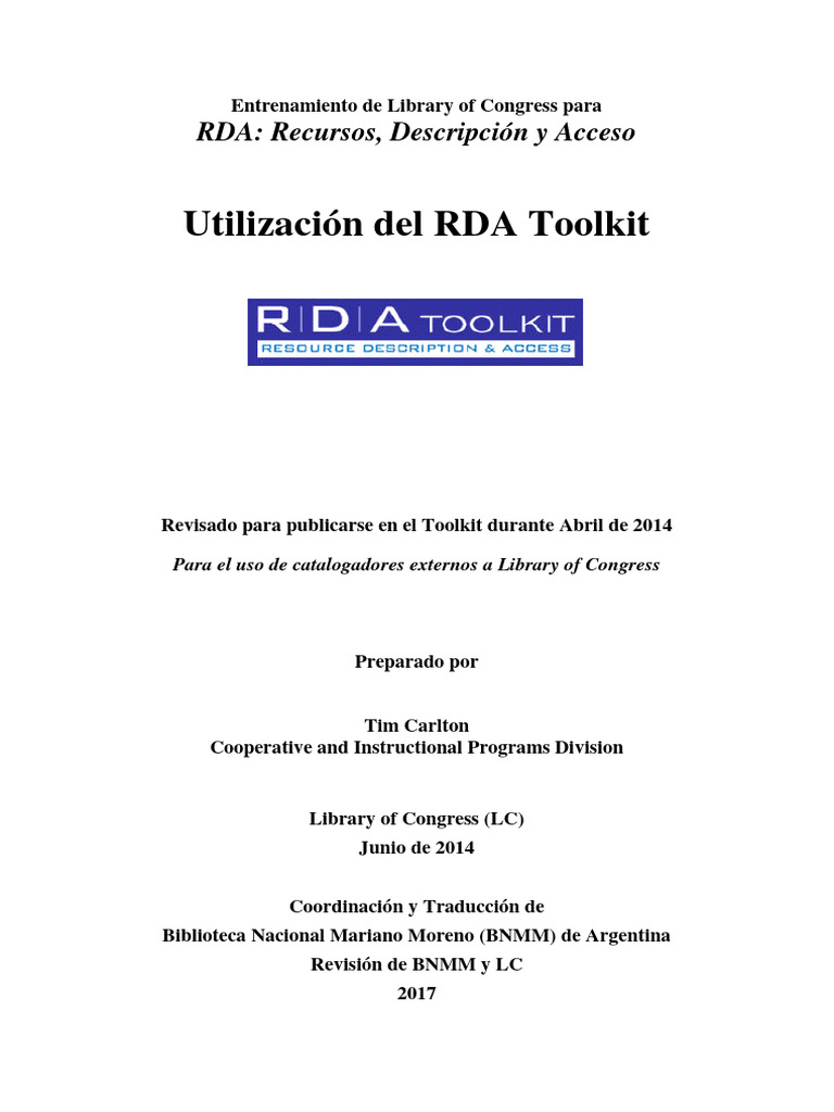 Utilizacion Del RDA Toolkit Modulo 3 | PDF | Contraseña | Autenticación