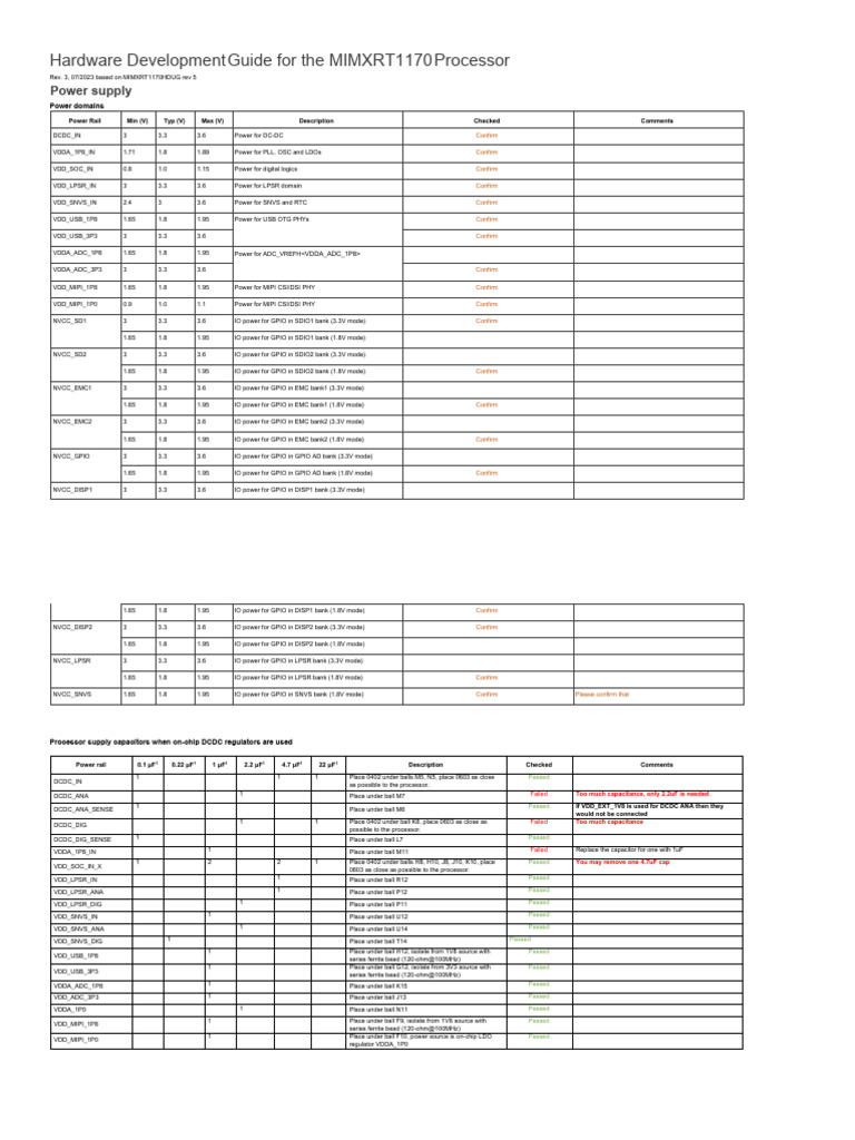 MIMXRT1170 DesignCheckList Rev3 | PDF | Computer Engineering | Electronic Engineering