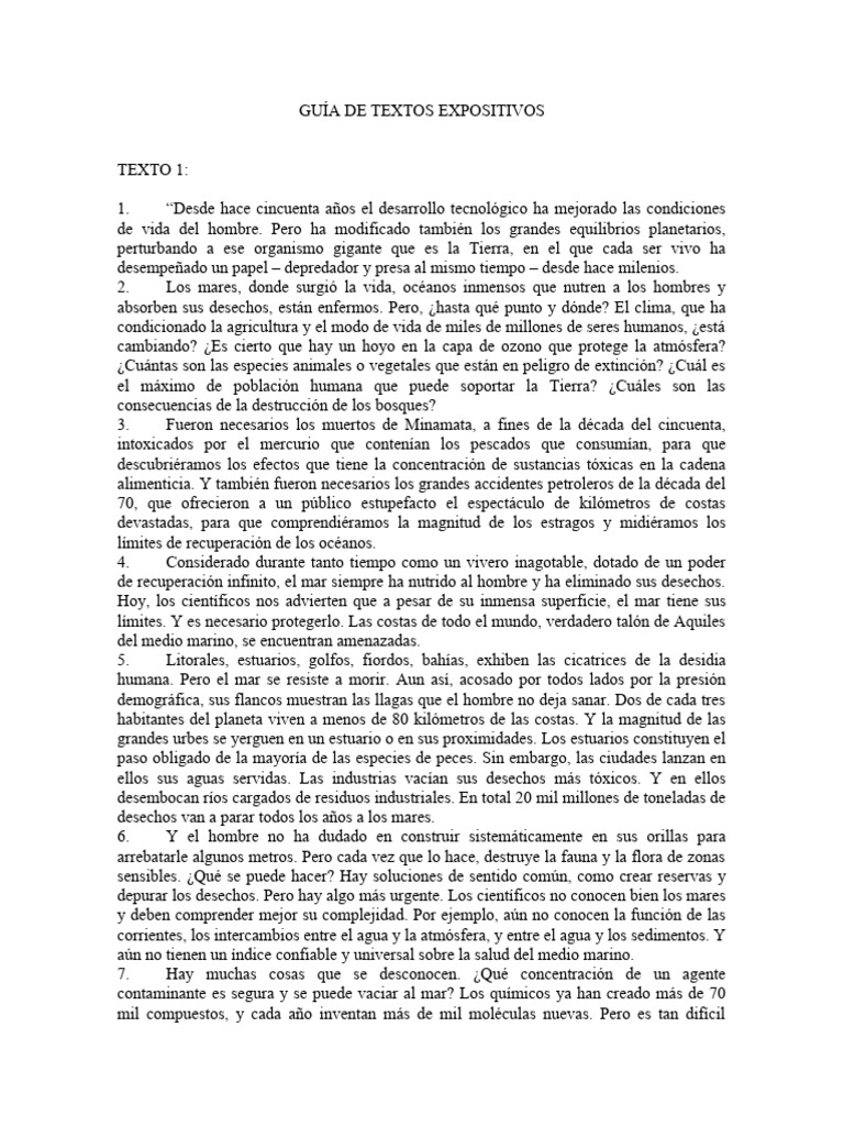 Guía de Textos Expositivos | PDF