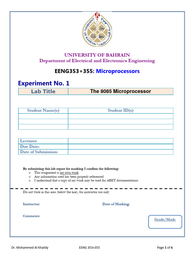 Lab Experiment No 1 | Download Free PDF | Central Processing Unit | Input/Output