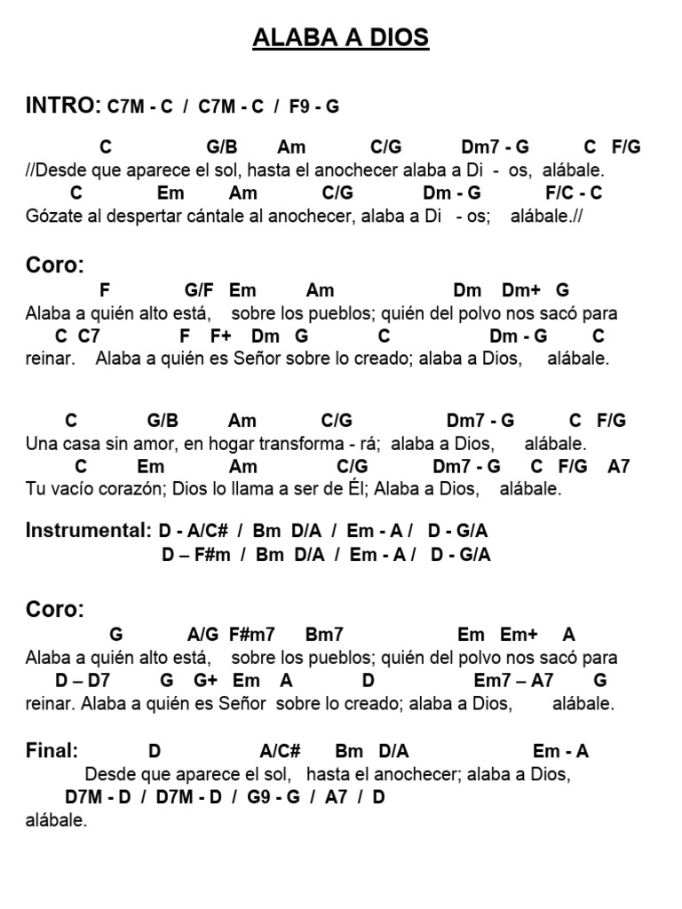 Alaba A Dios Cifra | PDF