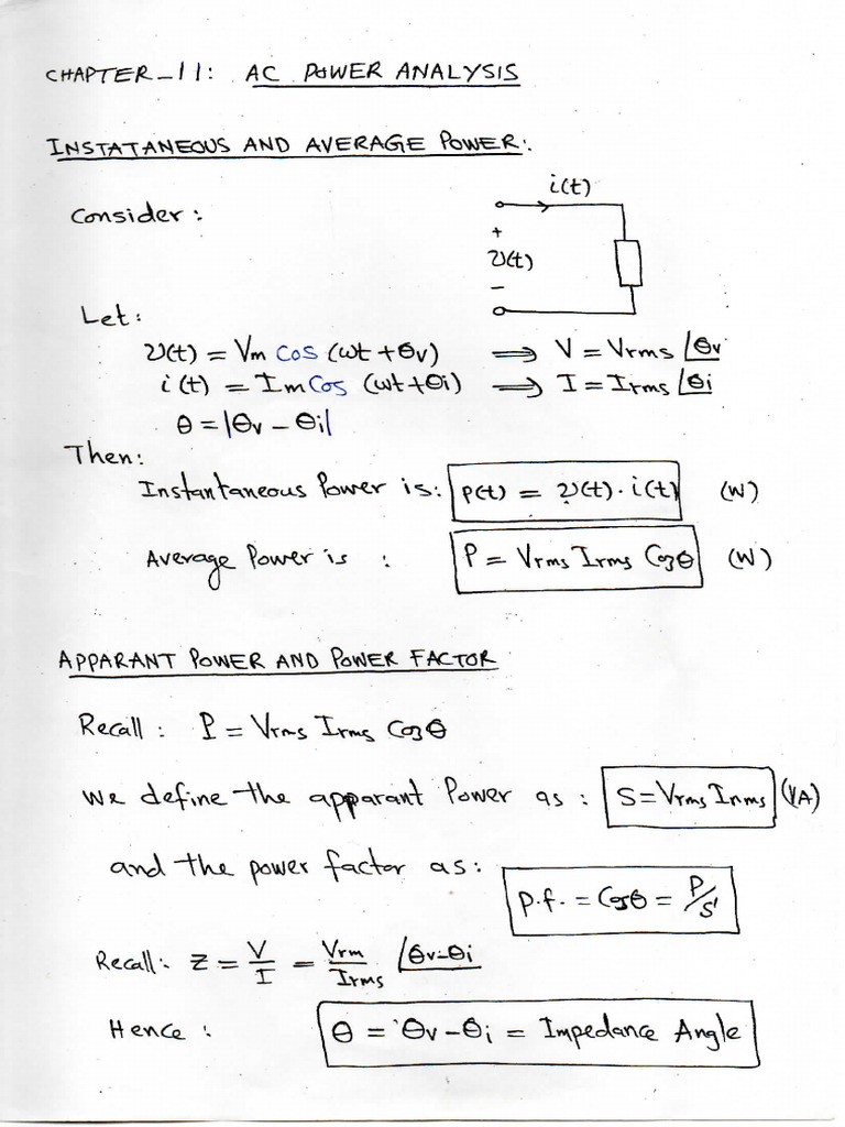 8) Chapter-11 - AC Power Analysis | PDF