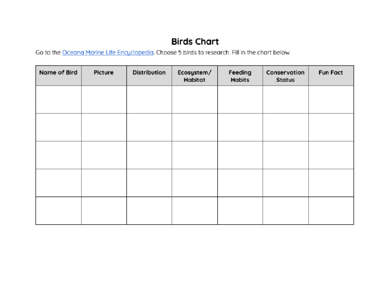 Birds Chart - Google Docs | PDF
