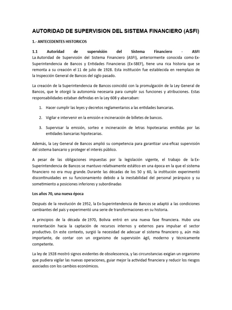 ASFI | PDF | Sistema financiero | Bancos