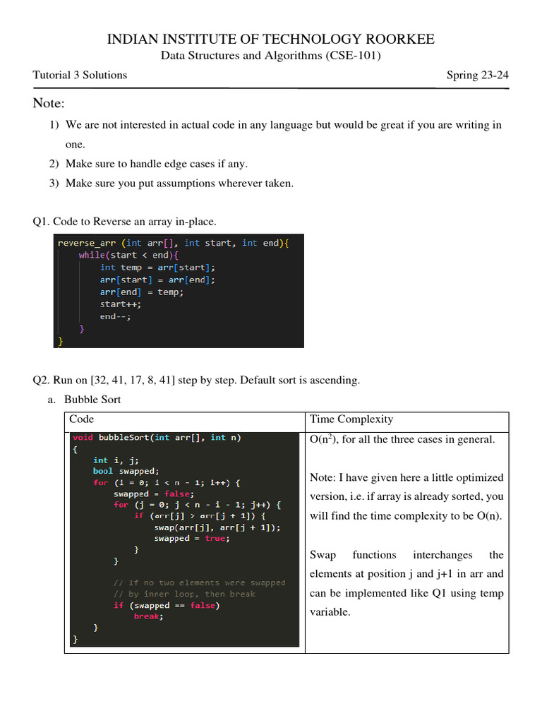 CSE_101_Tutorial_3_Sol | PDF | Time Complexity | Computer Science CSE_101_Tutorial_3_Sol | PDF | Time Complexity | Computer Science