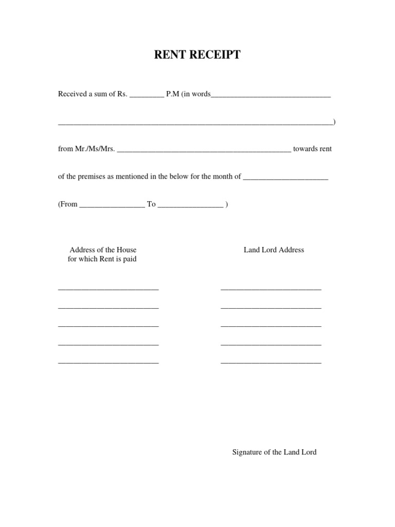 01.rent Receipt Format | PDF | Finance & Money Management | Law