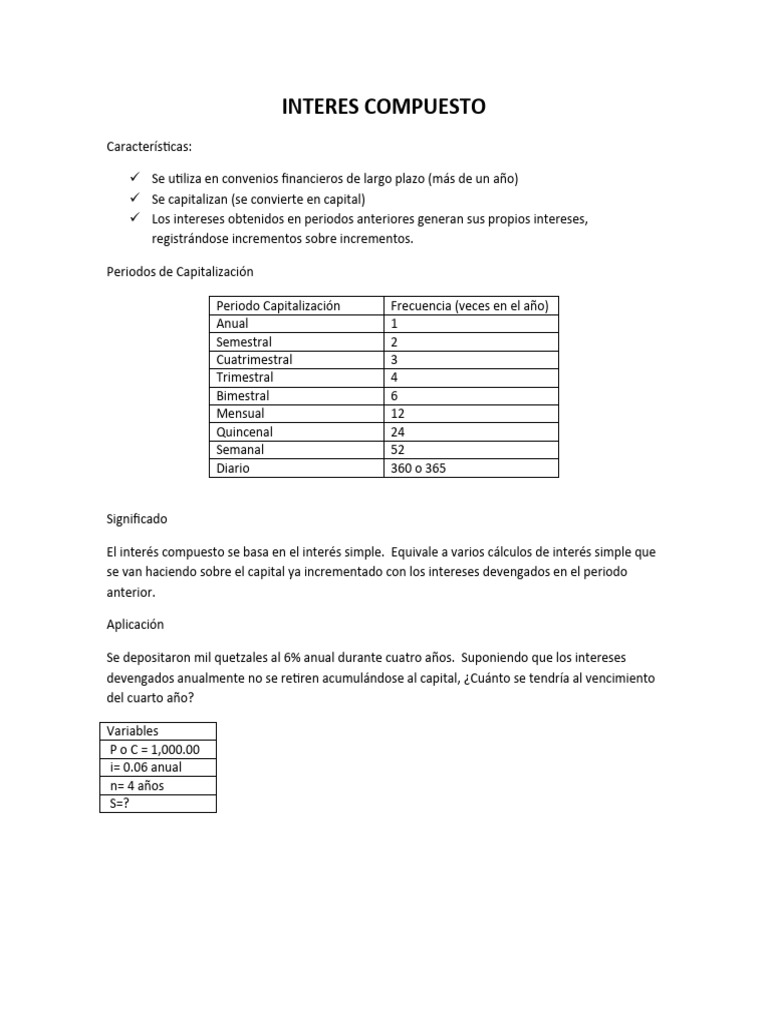 Interes Compuesto | PDF | Interés | Interés compuesto