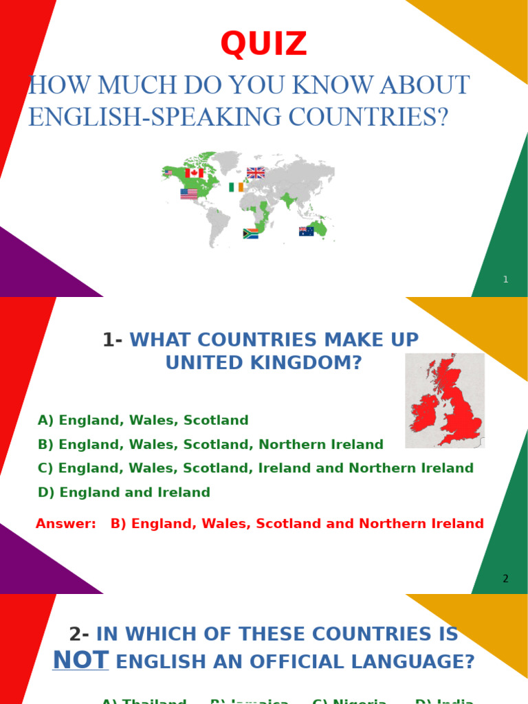 Quiz English-Speaking Countries Microsoft | Download Free PDF | United Kingdom | Presidency Of ...