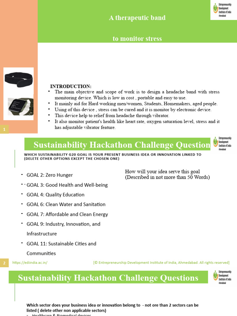 Presentation Format - Sustainability Hackathon @EDII | PDF | Innovation ...