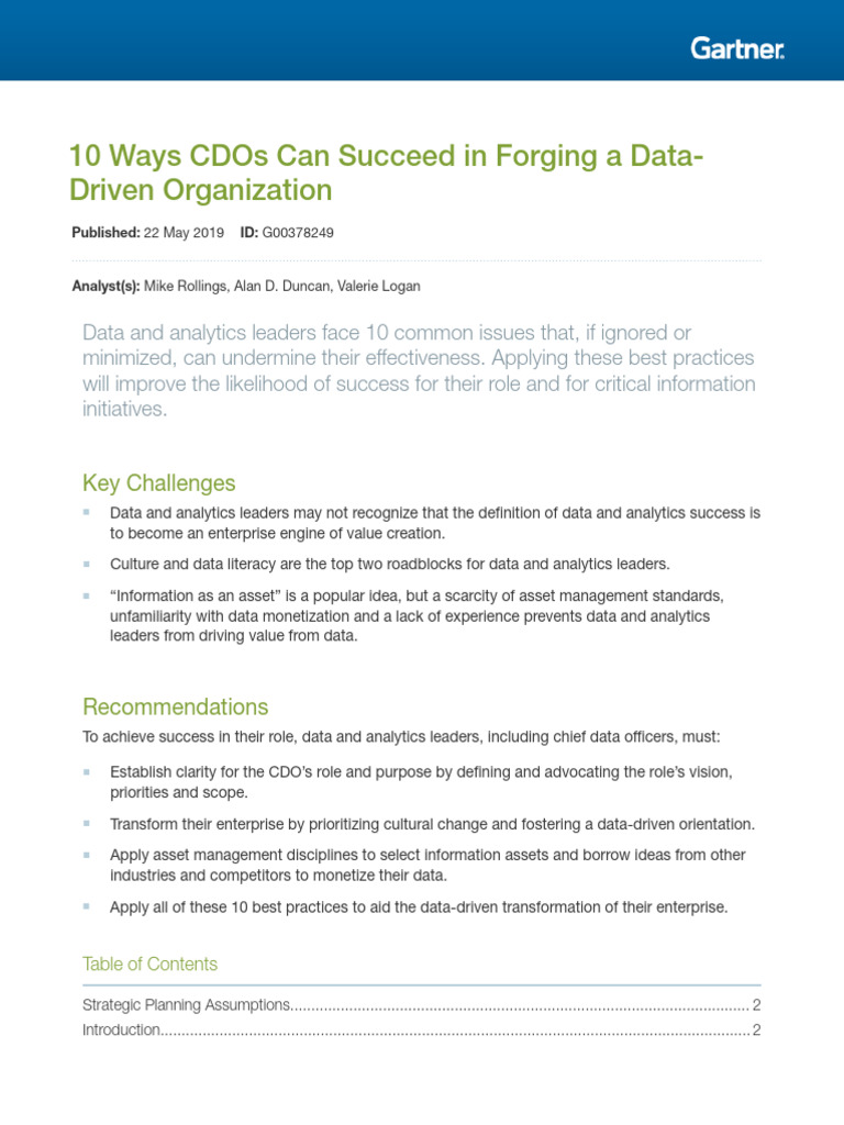 "10 Success Tips for Data-Driven CDOs" | PDF | Analytics | Chief Information Officer