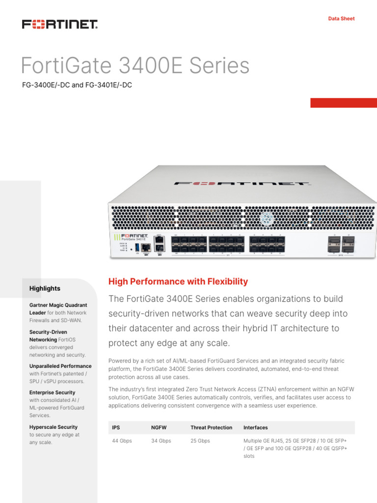 FortiGate 3400E | PDF | Security | Computer Security