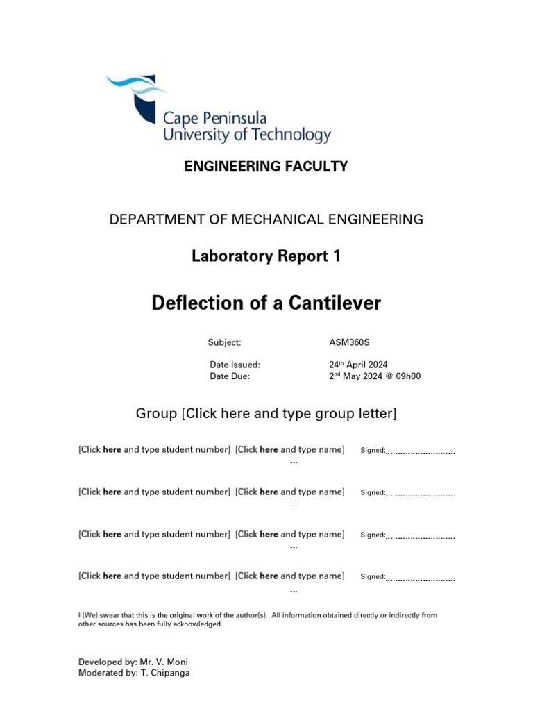 Deflection of A Cantilever | PDF | Beam (Structure) | Applied And ...