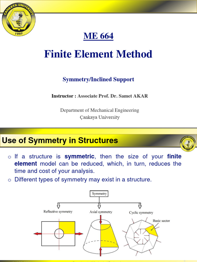 Finite Element Method: Symmetry/Inclined Support | PDF | Symmetry | Mechanical Engineering