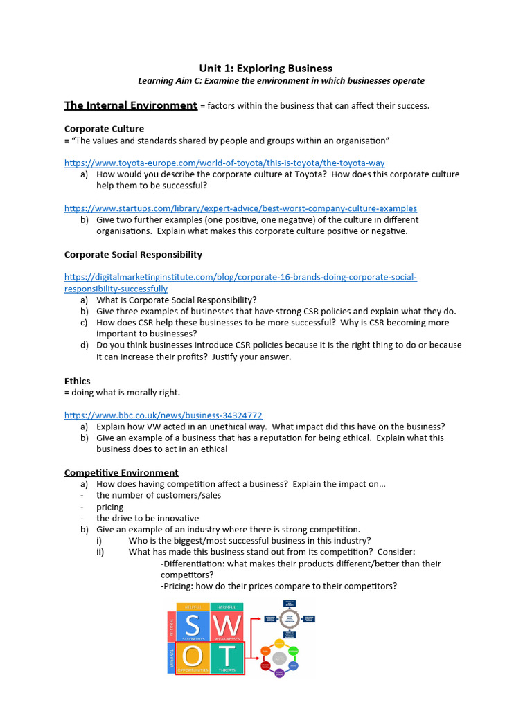 C2 Internal Environment Competitive Environment | PDF | Corporate ...