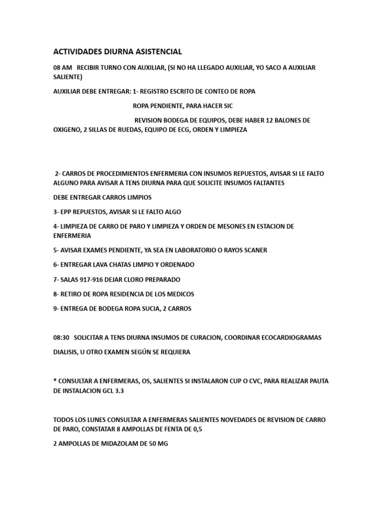 Actividades Diurna Asistencial | PDF | Medicina | Cuidado de la salud