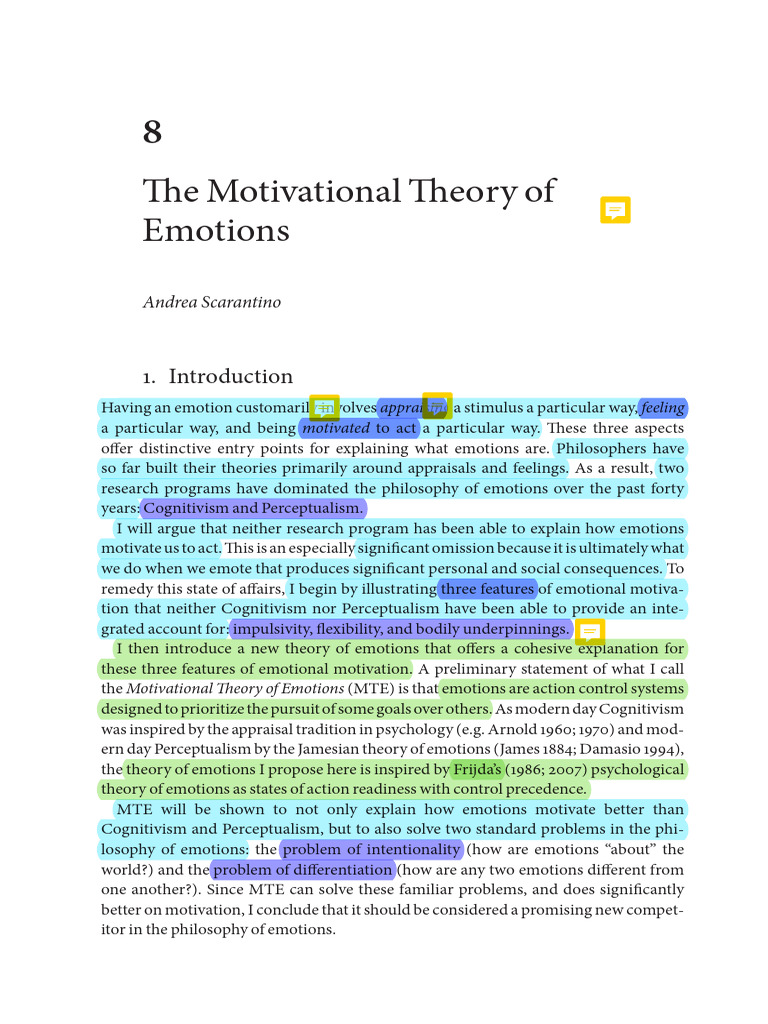 Scarantino (2014) The Motivational Theory of Emotions | PDF | Emotions | Motivational