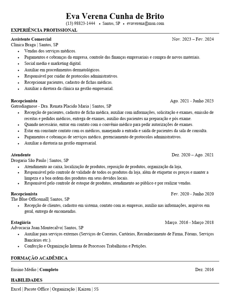 Currículo EVA | PDF | Business