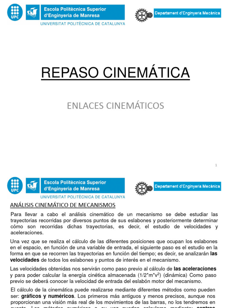 Análisis Cinemático de Mecanismos | PDF | Cinemática | Espacio