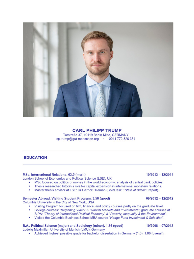 Carl Philipp Trump Curriculum Vitae | PDF | Thesis