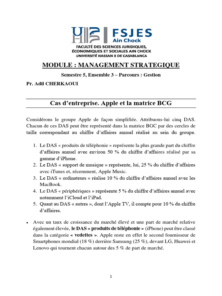 Analyse BCG d'Apple et ses DAS | PDF | Apple Inc. | iPod