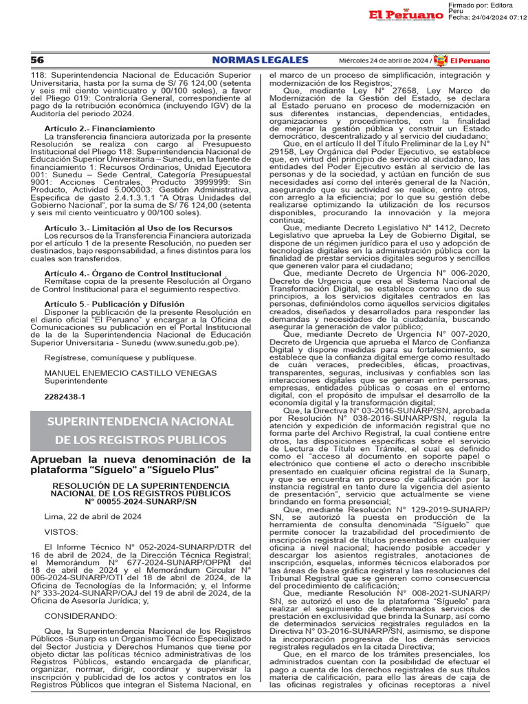 Aprueban La Nueva Denominación de La Plataforma "Síguelo" A "Síguelo ...