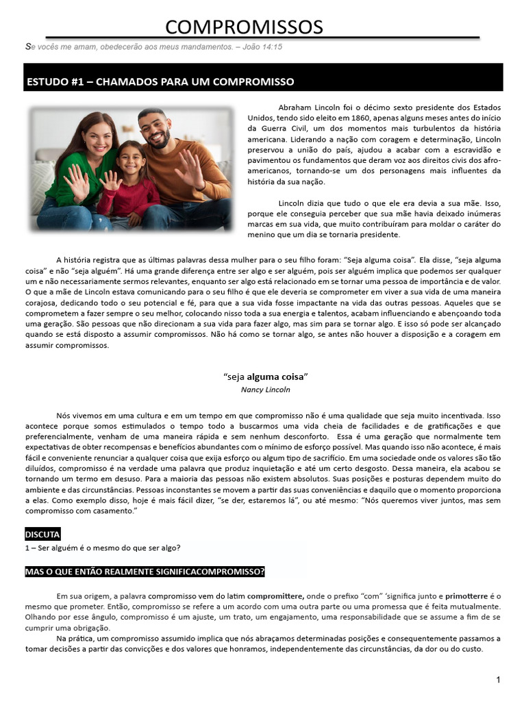 1 - CHAMADOS PARA UM COMPROMISSO Final | PDF | Deus | Abraham Lincoln