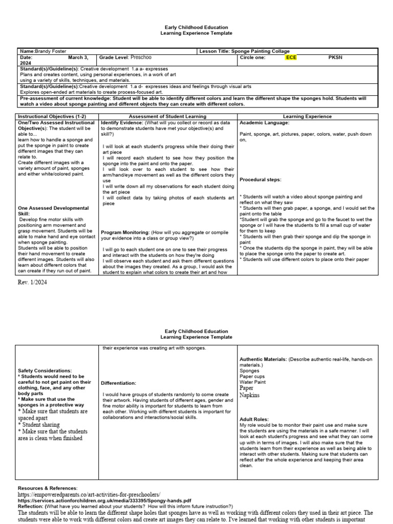 Ece Lesson Plan Template 9 1 | Download Free PDF | Early Childhood Education | Learning