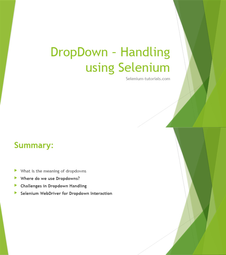 DropDown - Handling Using Selenium | PDF | Computers
