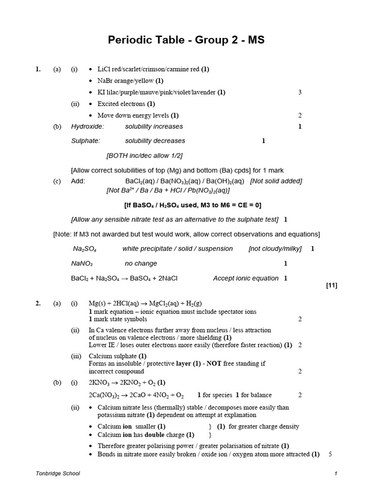 Periodic Table Group 2 - MS | PDF | Calcium | Ion