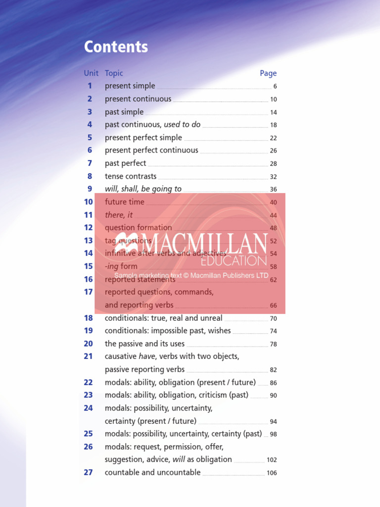 Macmillan English Grammar in Context Intermediate Scope and Sequence | PDF | Verb | Language ...